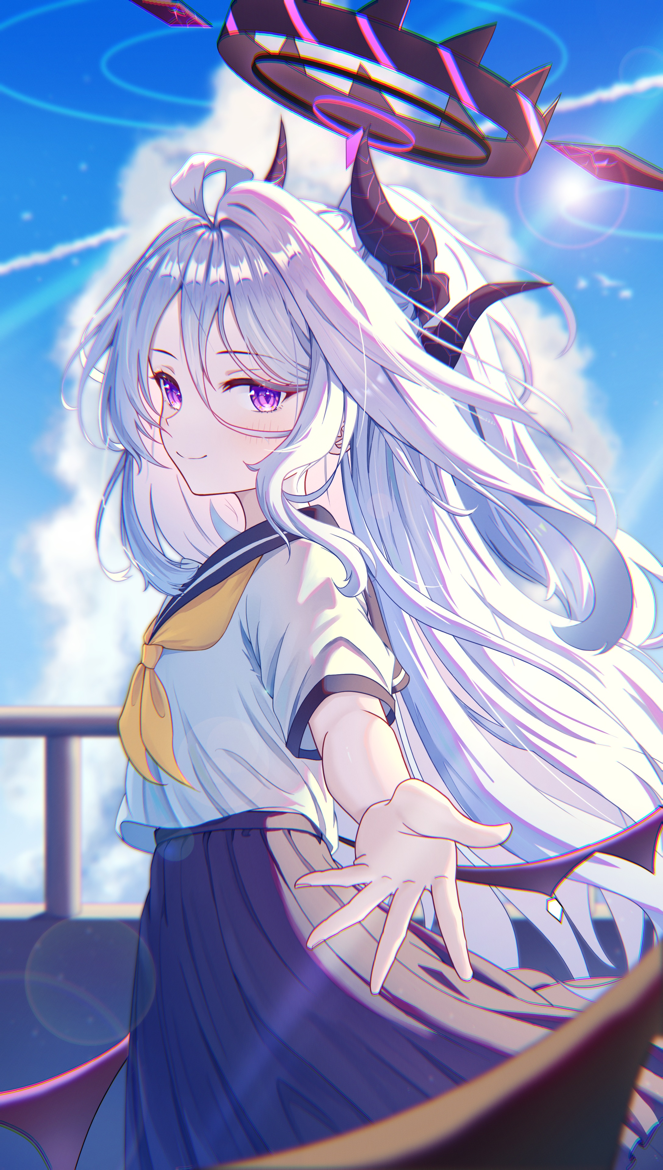 ritou yukihyou blue archive sorasaki hina devil halo horns seifuku wings | #1221629 | yande.re